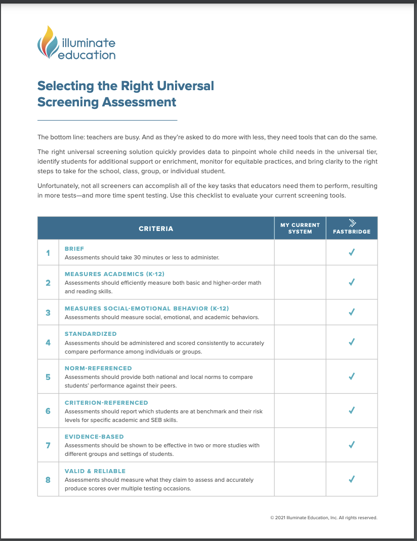 Selecting the Right Universal Screening Assessment - Illuminate Education