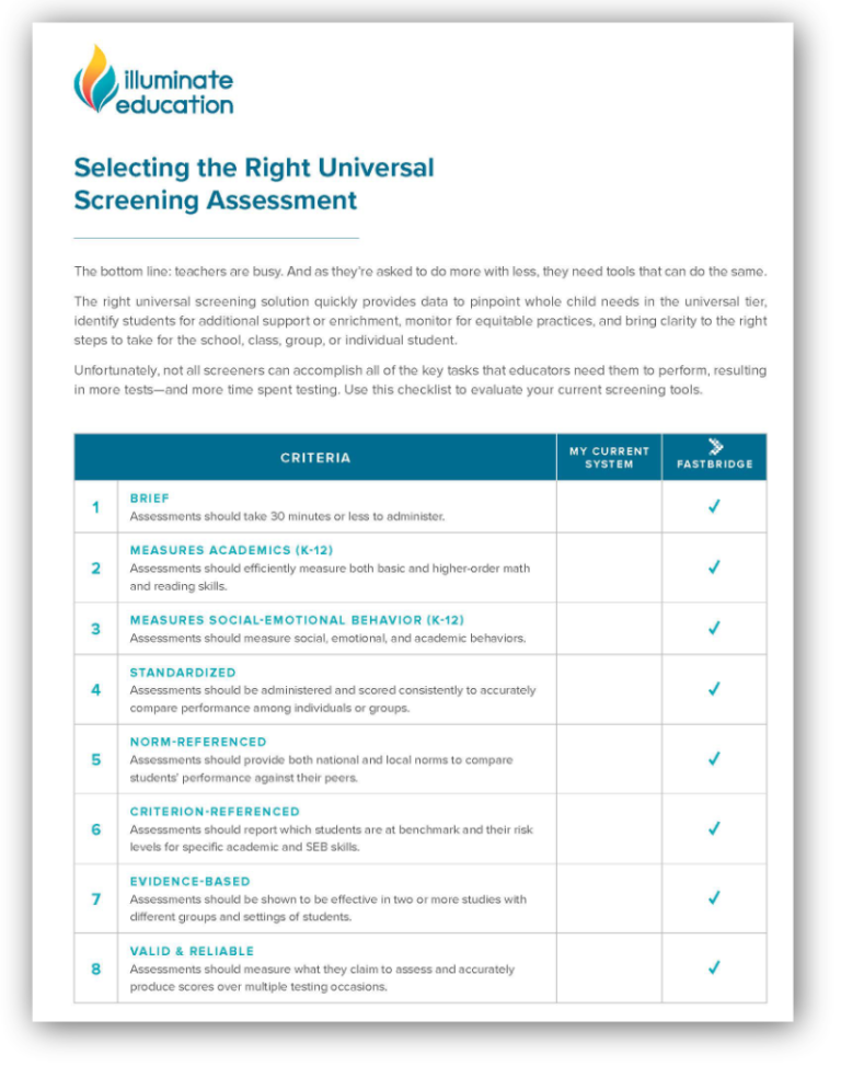 Universal Screening Checklist - Illuminate Education